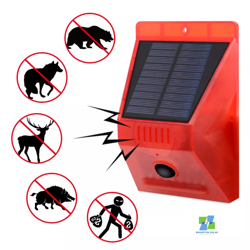Solar Strobe Siren Light with Motion Detector 129db Solar Alarm Siren ...