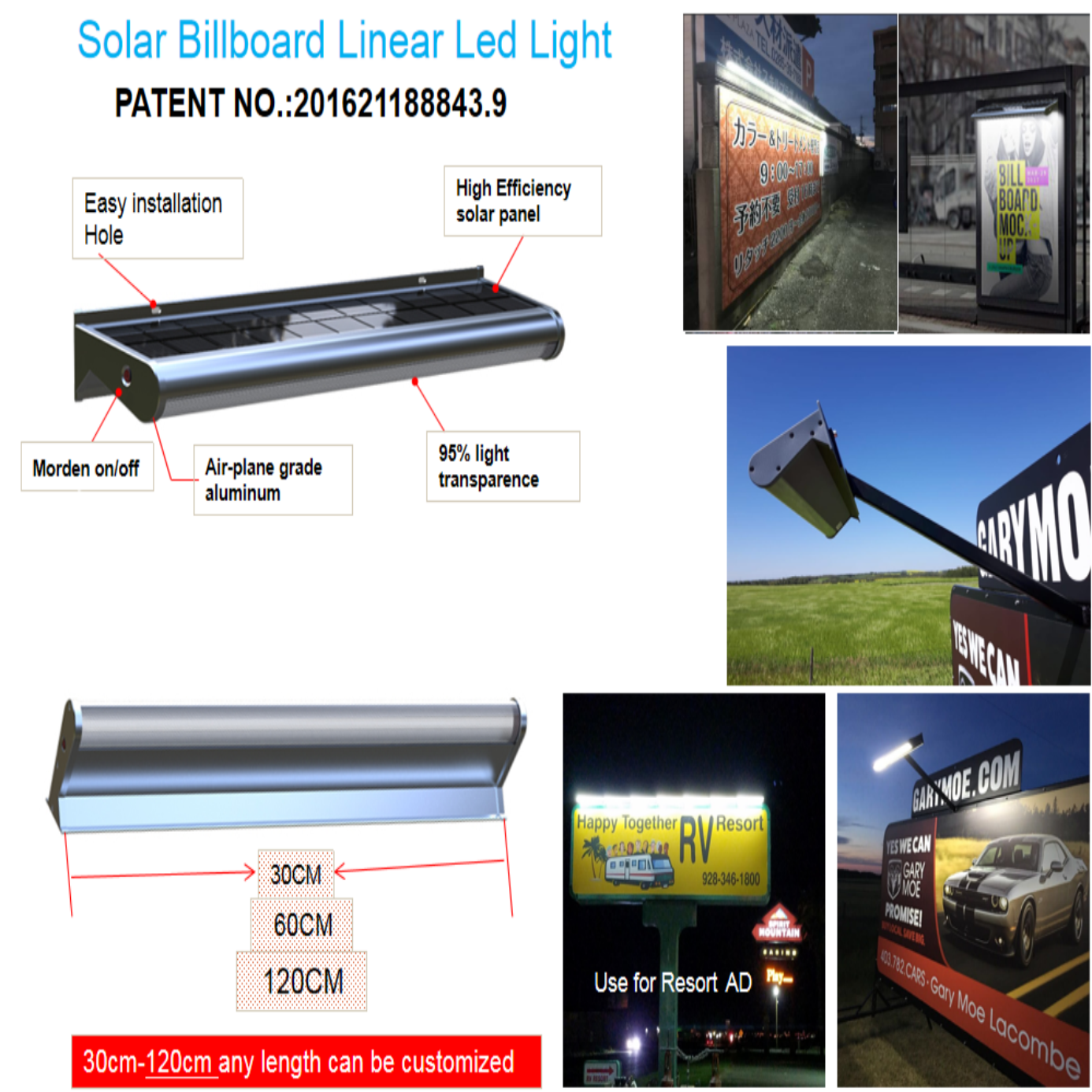 Integrated Aluminum 10/20w Solar Billboard Led Light. 1000/2000 Lumens ...